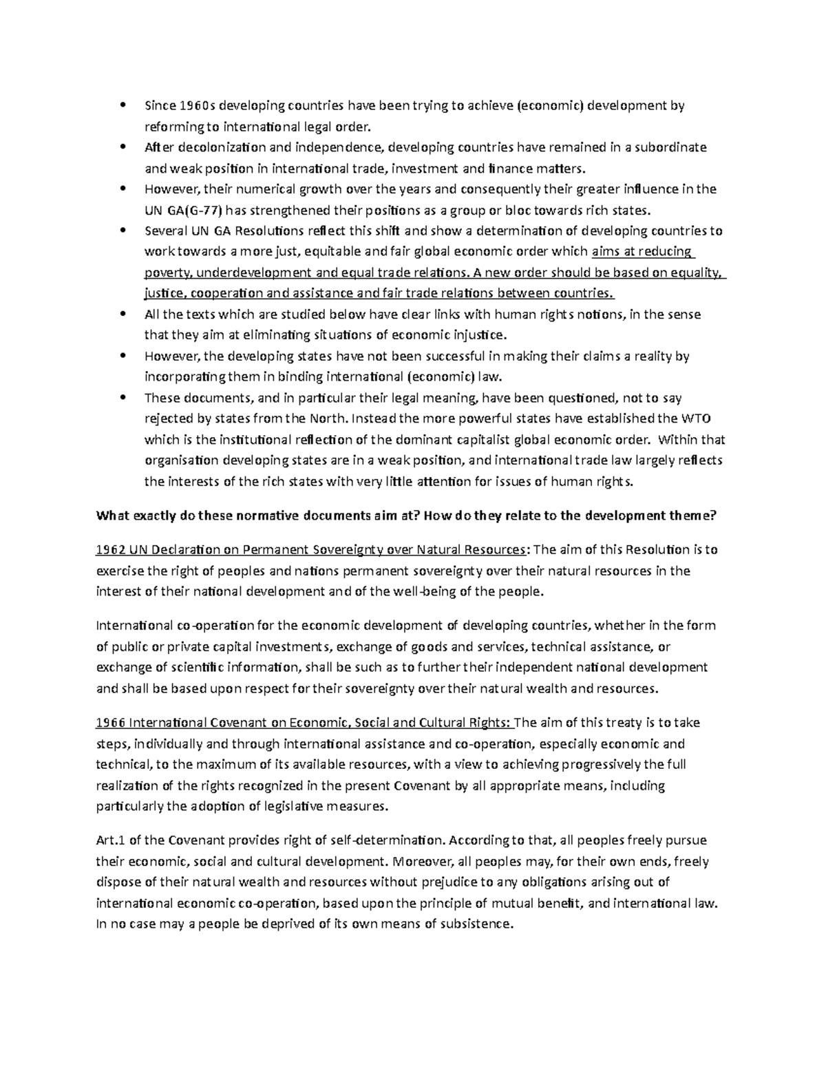 Human Rights & Development Tutorial 2: Examining Global Economic ...