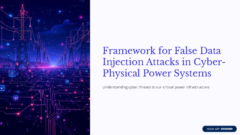 Framework for False Data Injection Attacks in Cyber-Physical Power ...