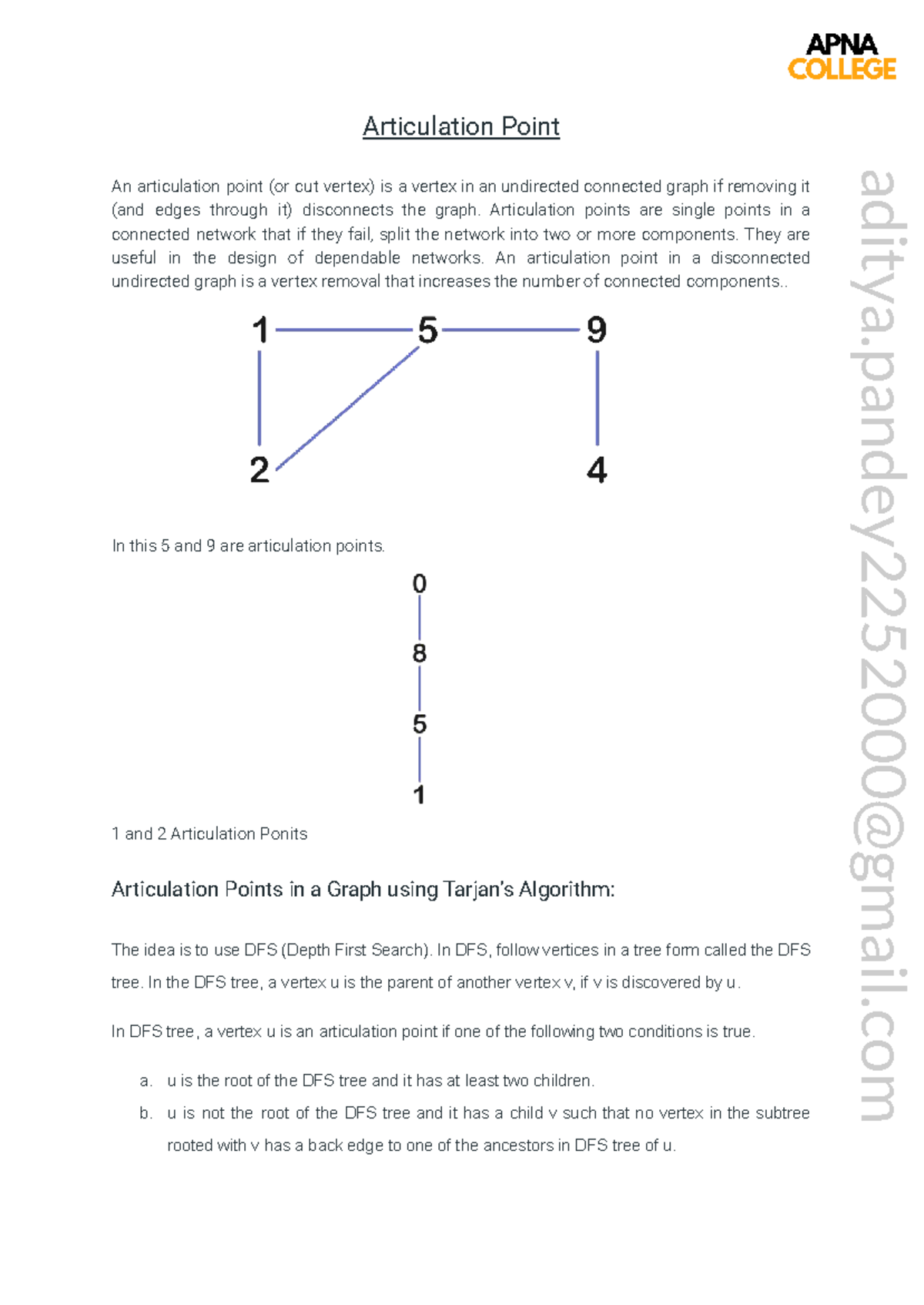 Articulation Points in Graphs: DFS Algorithm Explained - Studocu