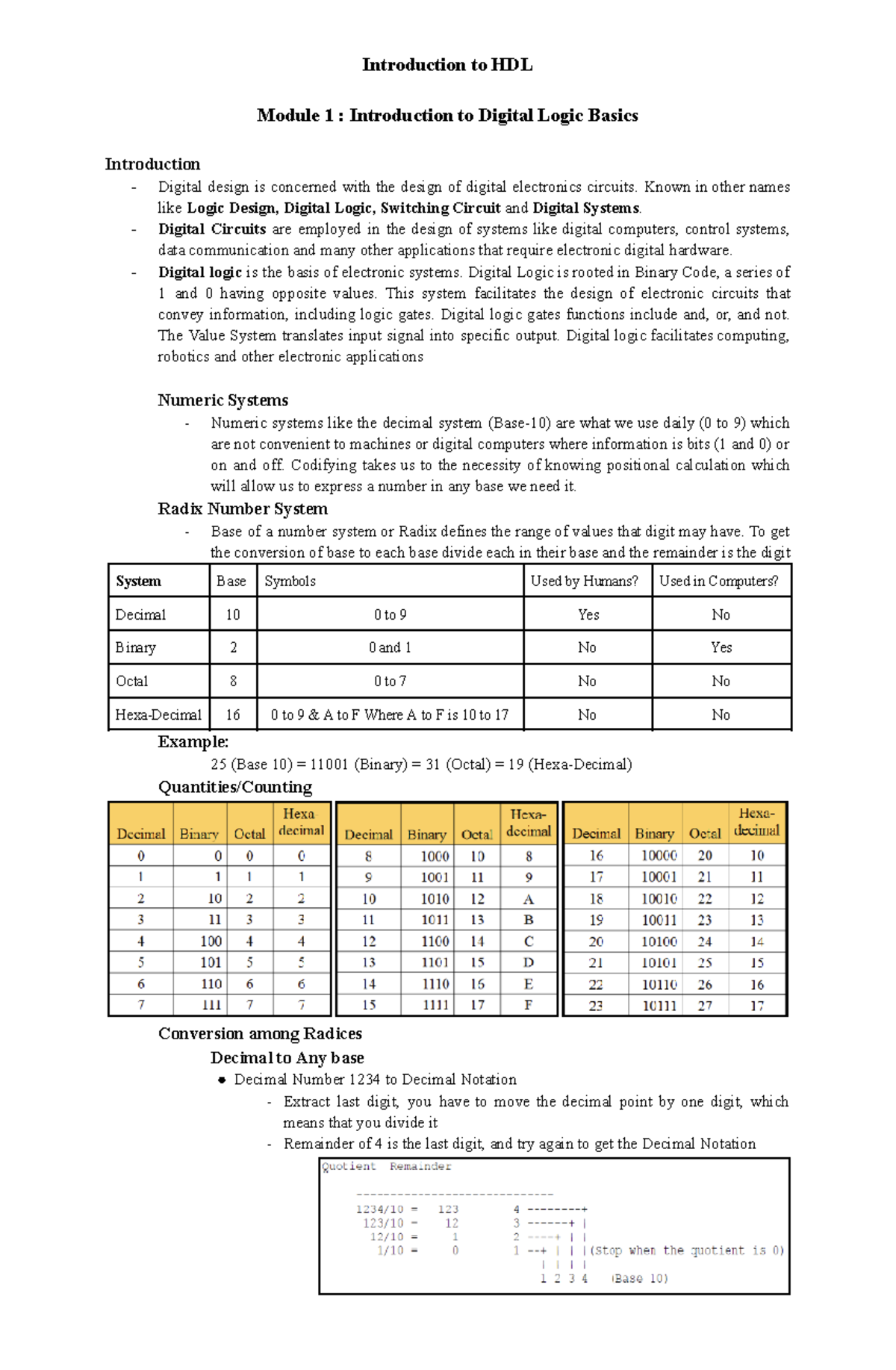 Intro to HDL: Digital Logic Basics and Numeric Systems Prelim 1 - Studocu