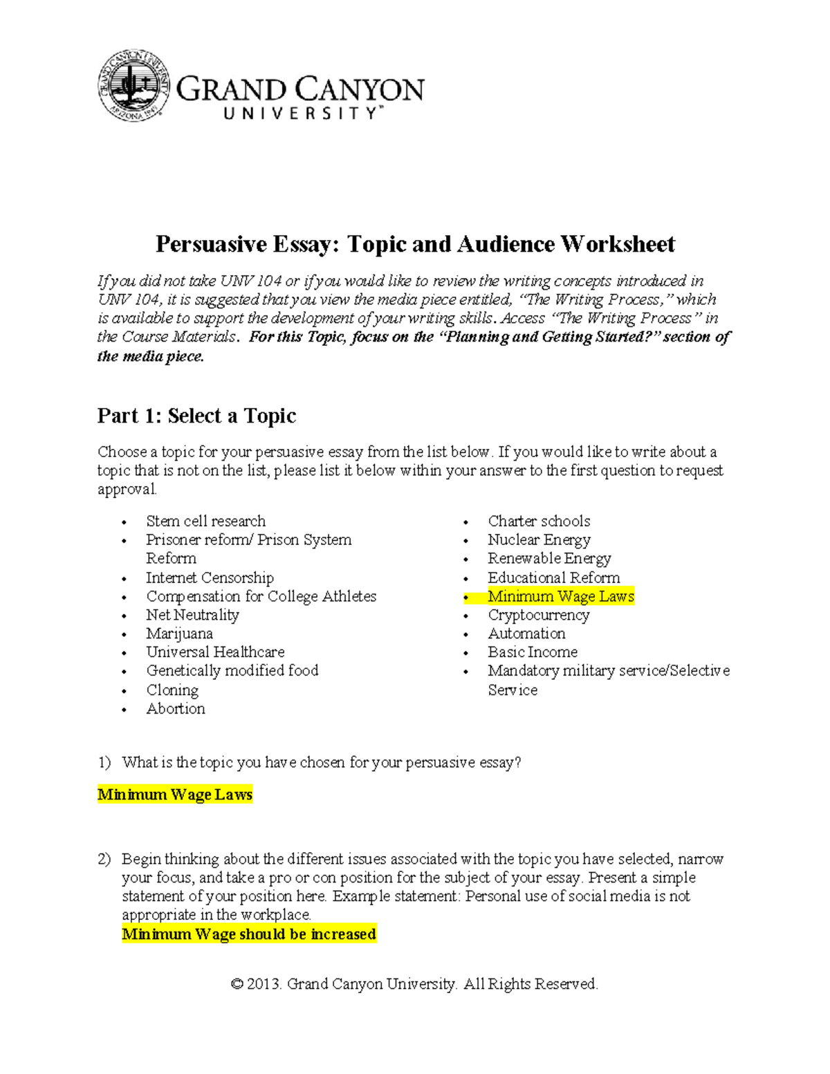 PHI105 T1 Persuasive Essay: Topic & Audience Planning Worksheet - Studocu