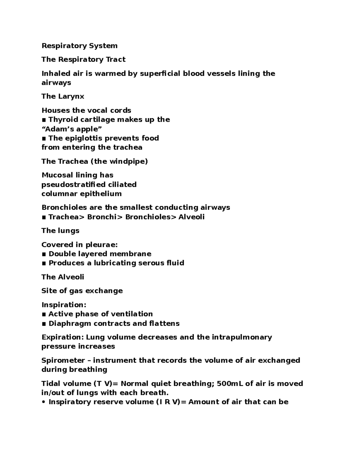 Respiratory System Overview and Function: Key Concepts and Processes - Respiratory System The ...