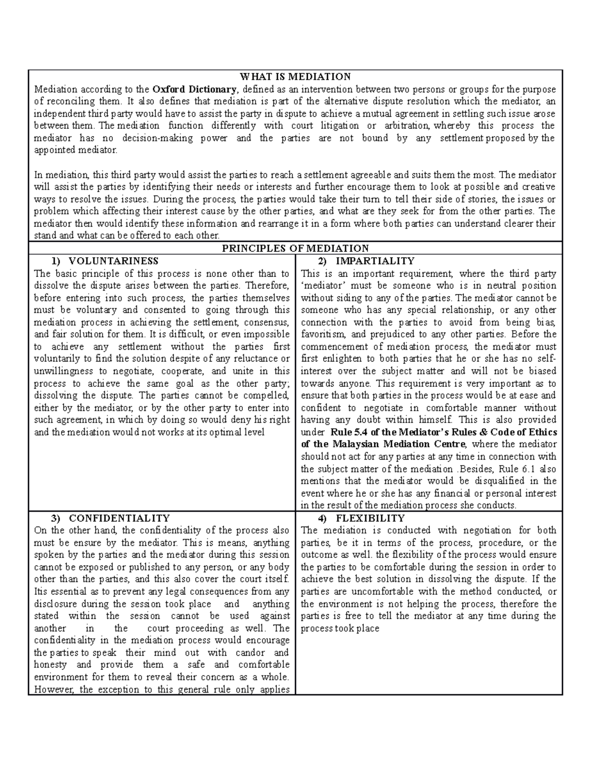 Mediation Principles and Process Overview Notes - Studocu