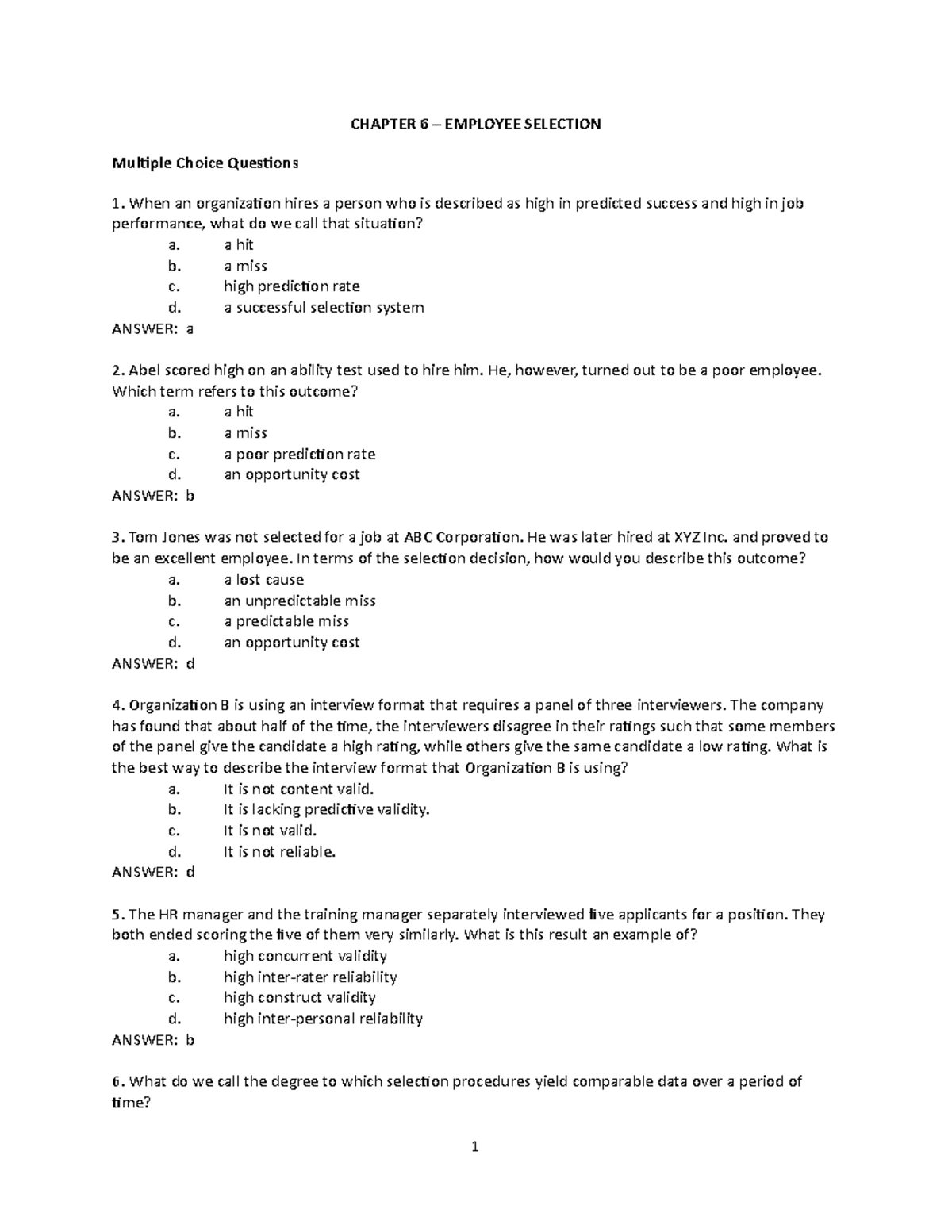 Chapter 9 - Compensation practice questions - CHAPTER 9 – COMPENSATION ...