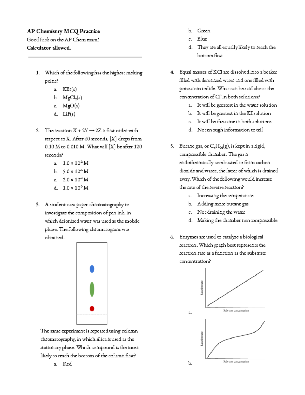 AP Chemistry MCQ Practice Questions for Exam Preparation - Studocu
