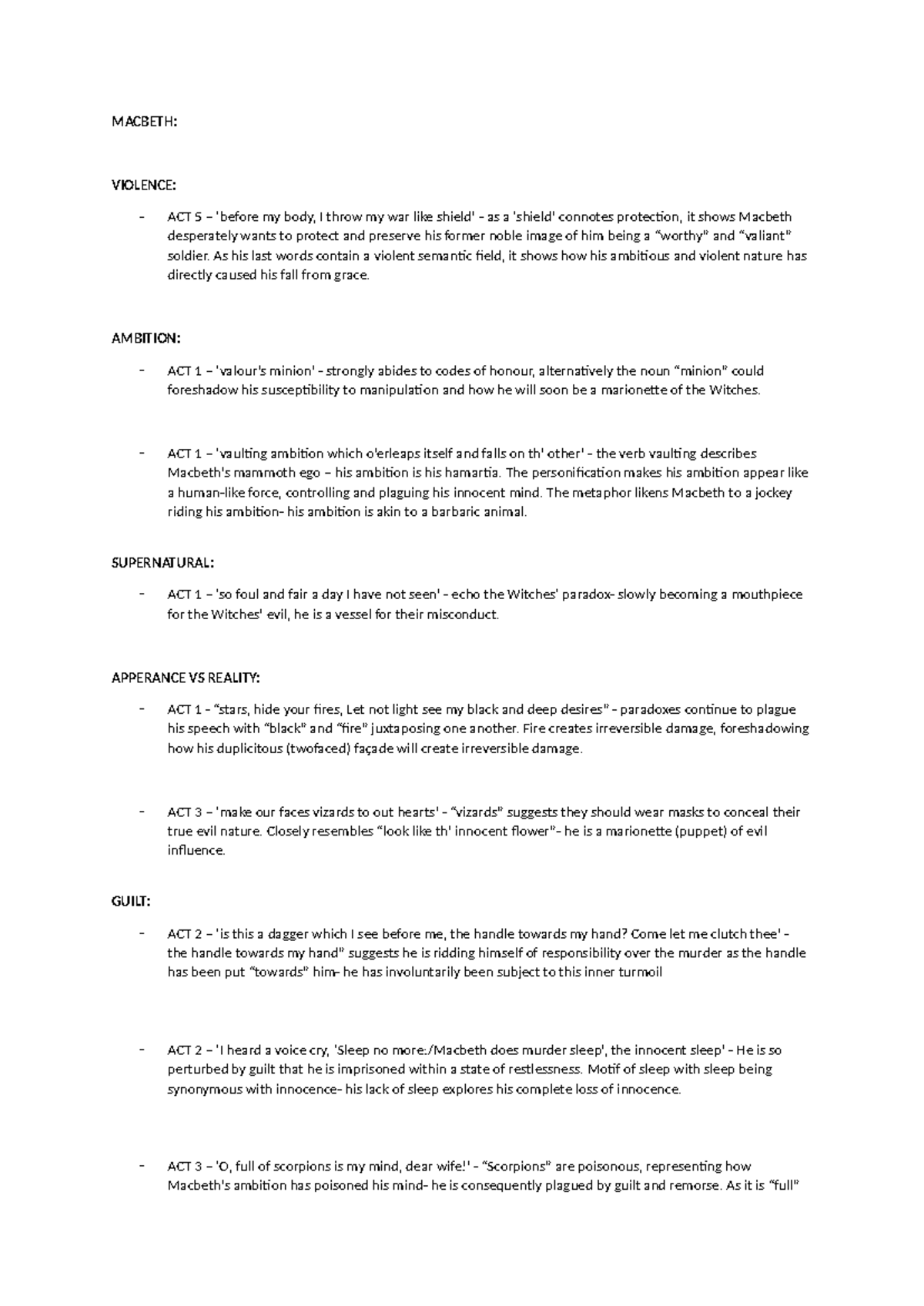 Shakespeare's Macbeth Analysis: Themes of Violence, Ambition, and Guilt ...