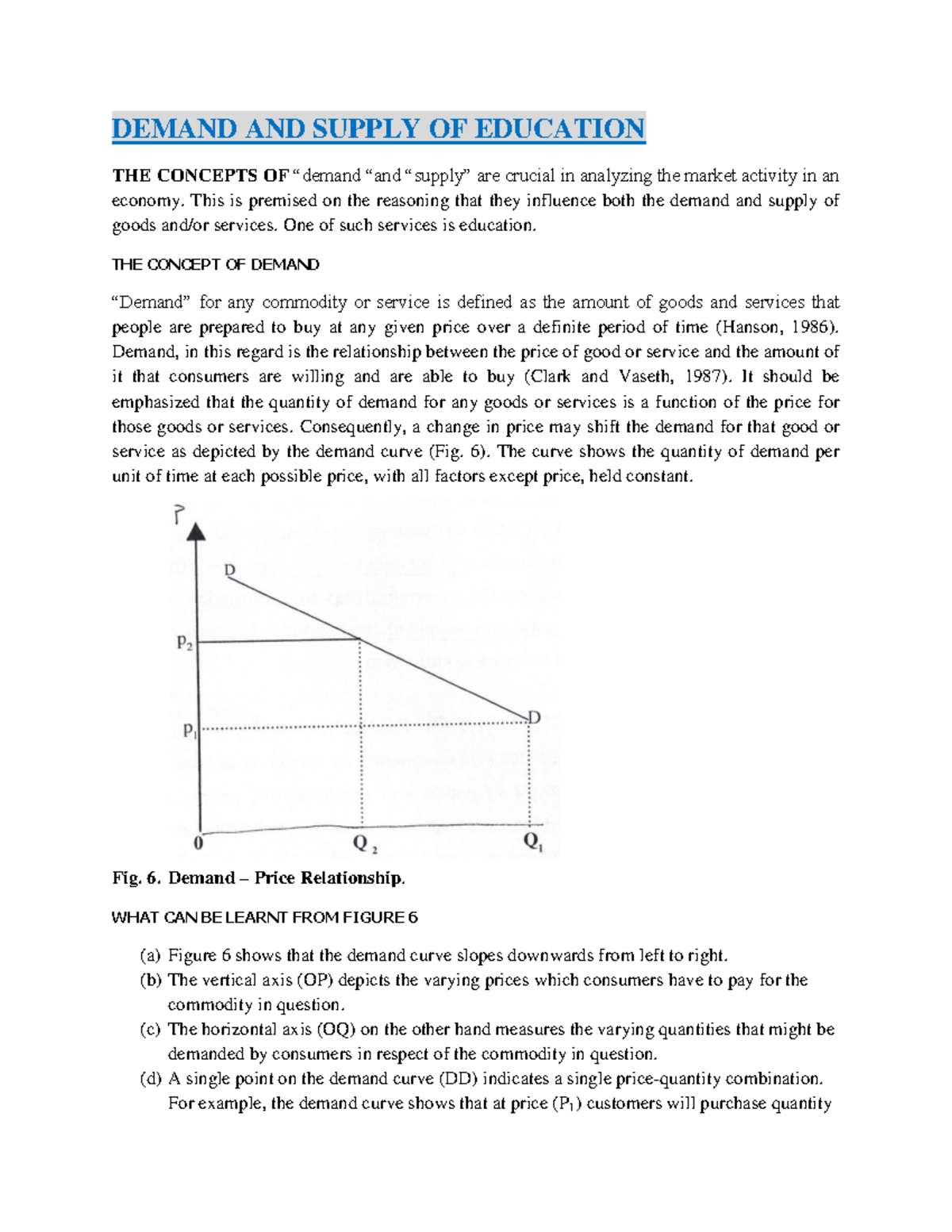 EAPE 411 Notes: Demand and Supply of Education Concepts - Studocu