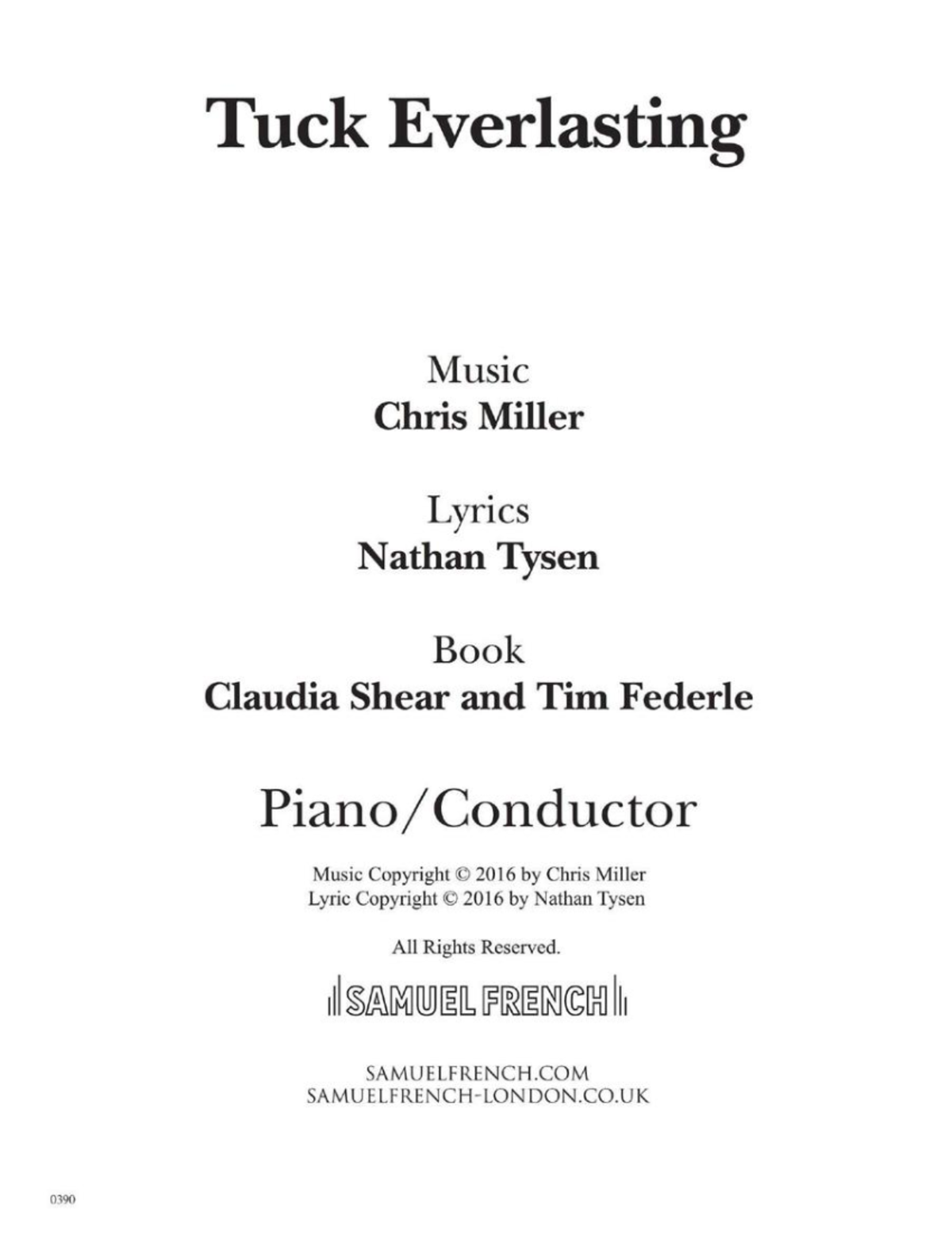 Tuck Everlasting Musical Score: Chris Miller & Nathan Tysen Lyrics ...