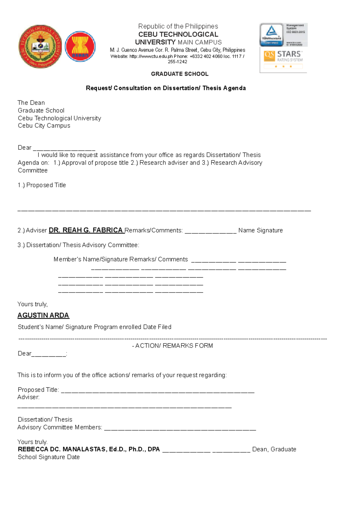 Thesis Cover Page Template for Grad School Request Submission - Studocu