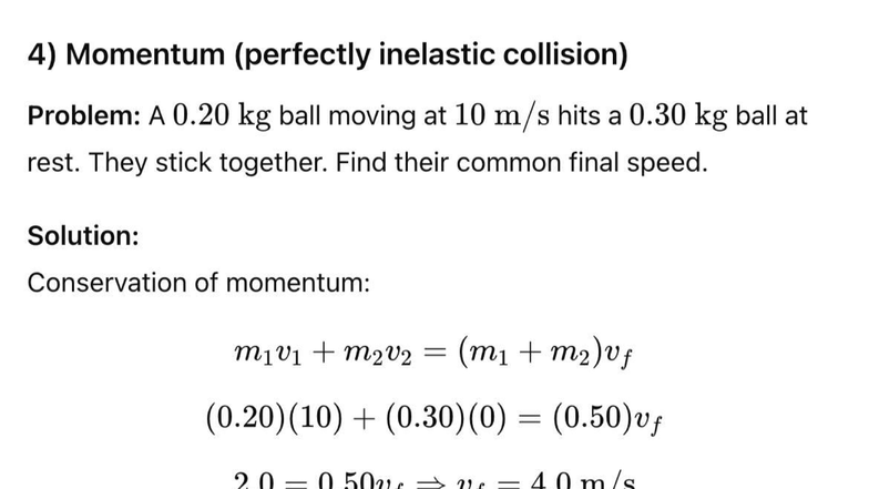 25 12 10 11 45 45 - Solving - PHYSICS - 4) Momentum (perfectly ...