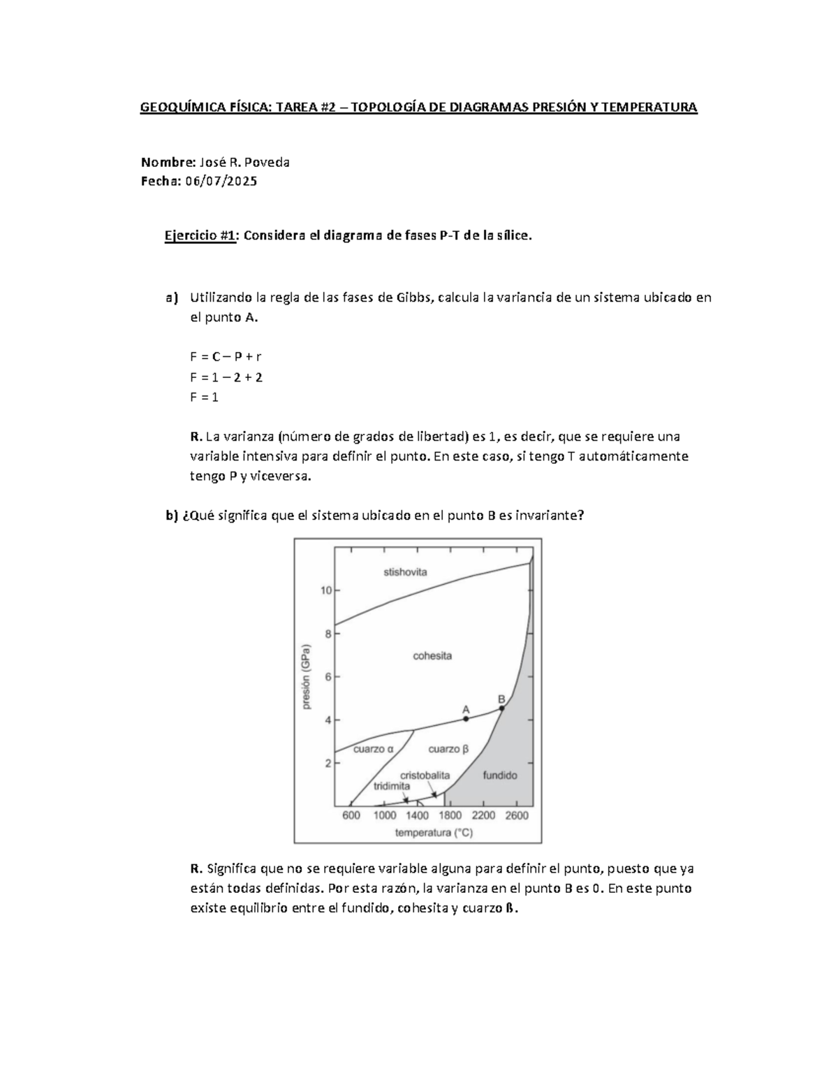 GEOQUÍMICA FÍSICA: TAREA 2 - TOPOLOGÍA DE DIAGRAMAS P-T - Studocu
