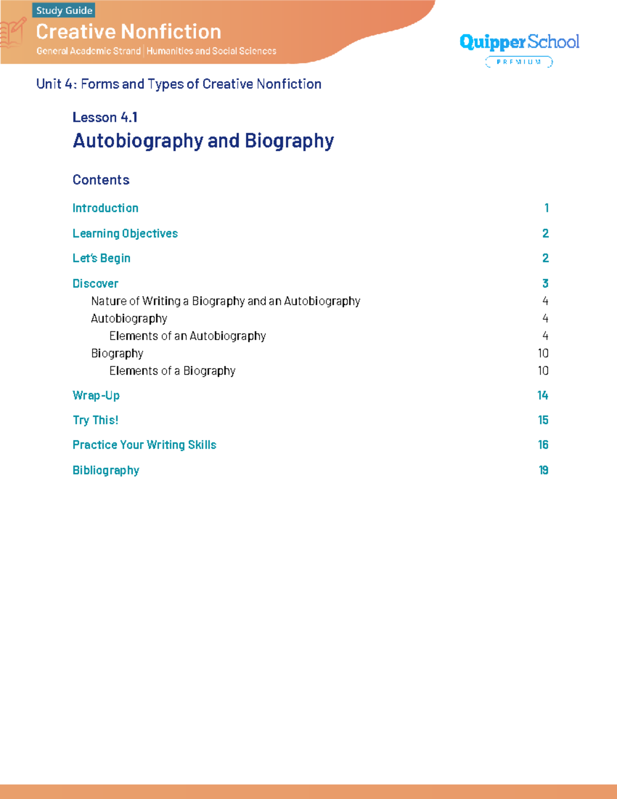 CNF11 12 Q2 0401M SG Autobiography and Biography - Autobiography and ...