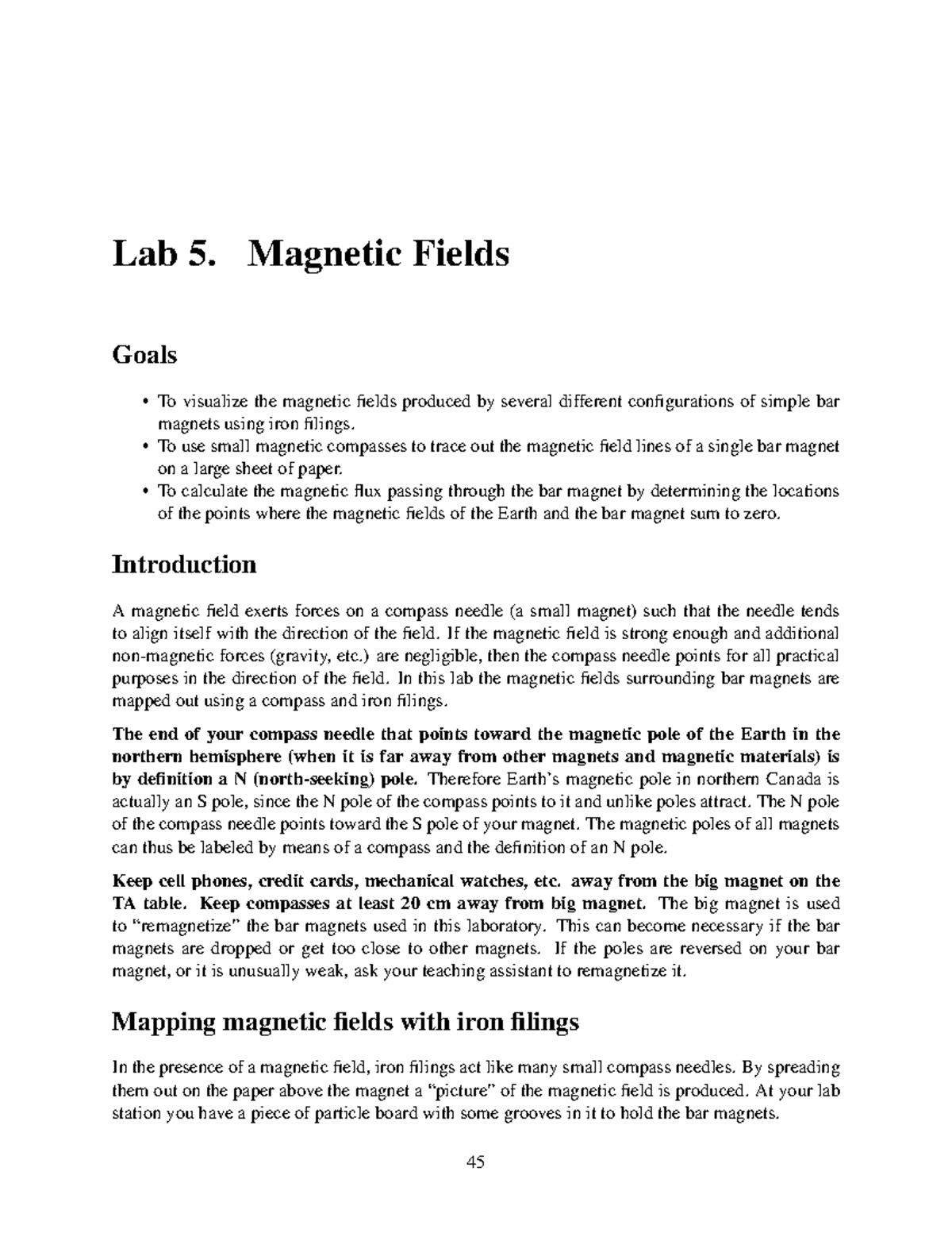 Lab 5: Exploring Magnetic Fields with Bar Magnets and Iron Filings ...