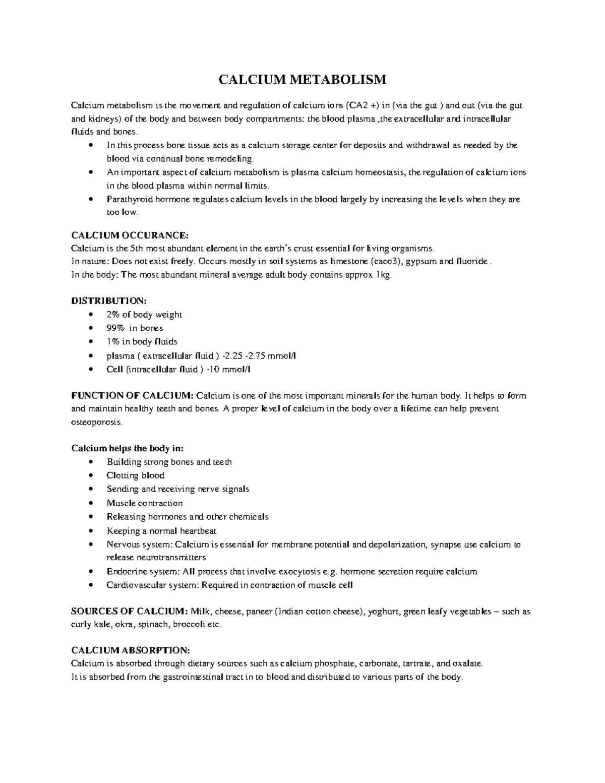 Calcium Metabolism Overview: Essential Roles, Absorption & Sources ...