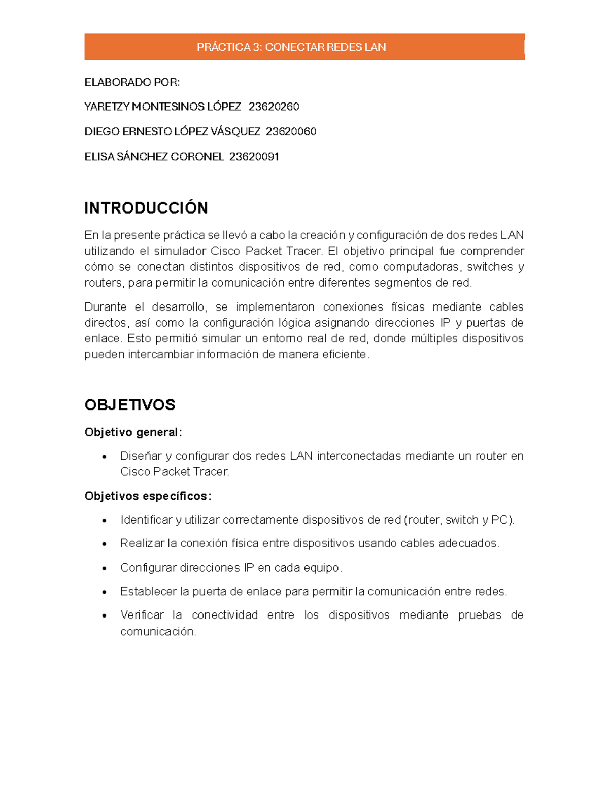 PRÁCTICA 3: CONFIGURACIÓN DE REDES LAN EN CISCO PACKET TRACER - Studocu