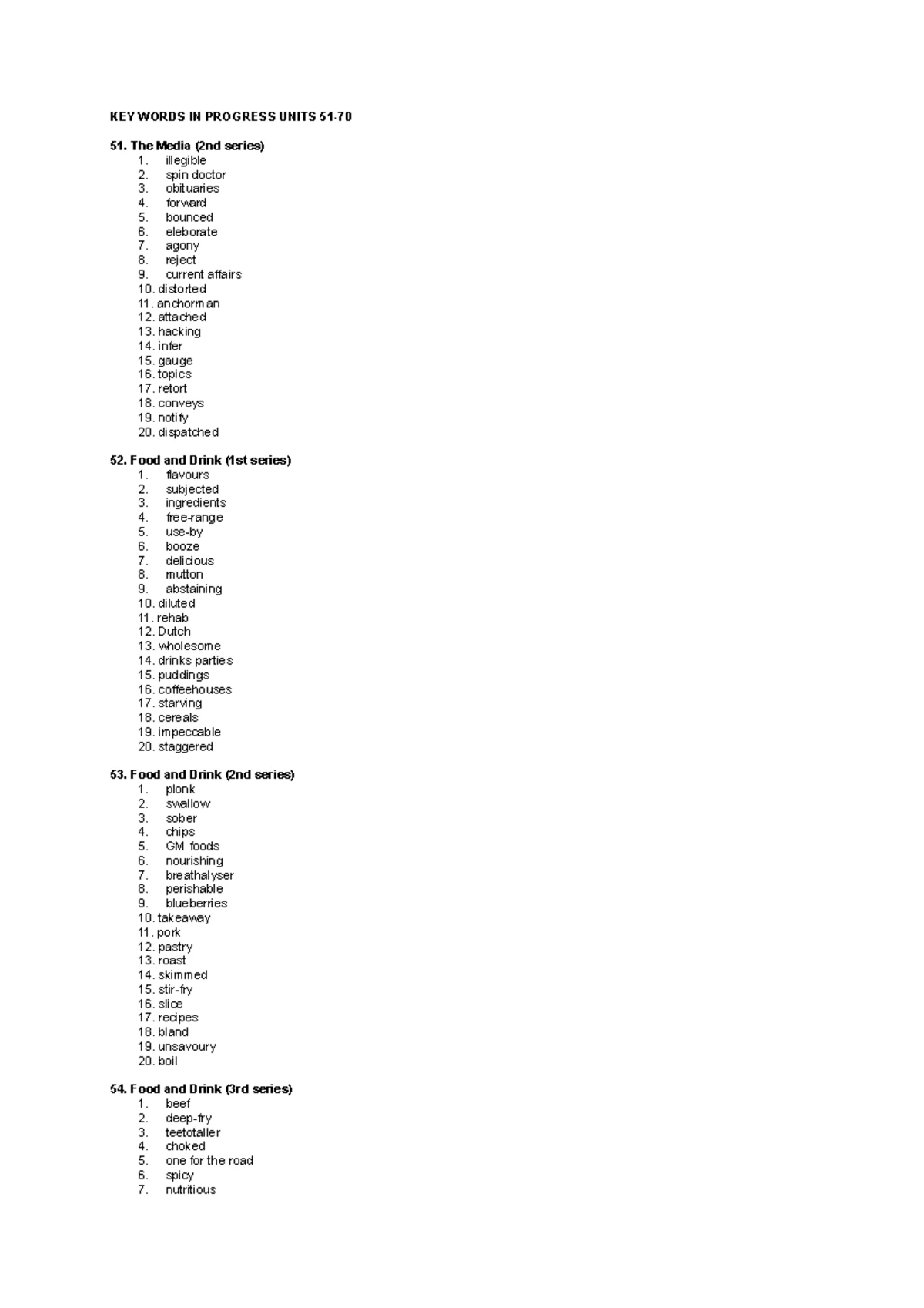 Words in Progress KEY 1-30 - Words in Progress KEY 1. Nature and the ...