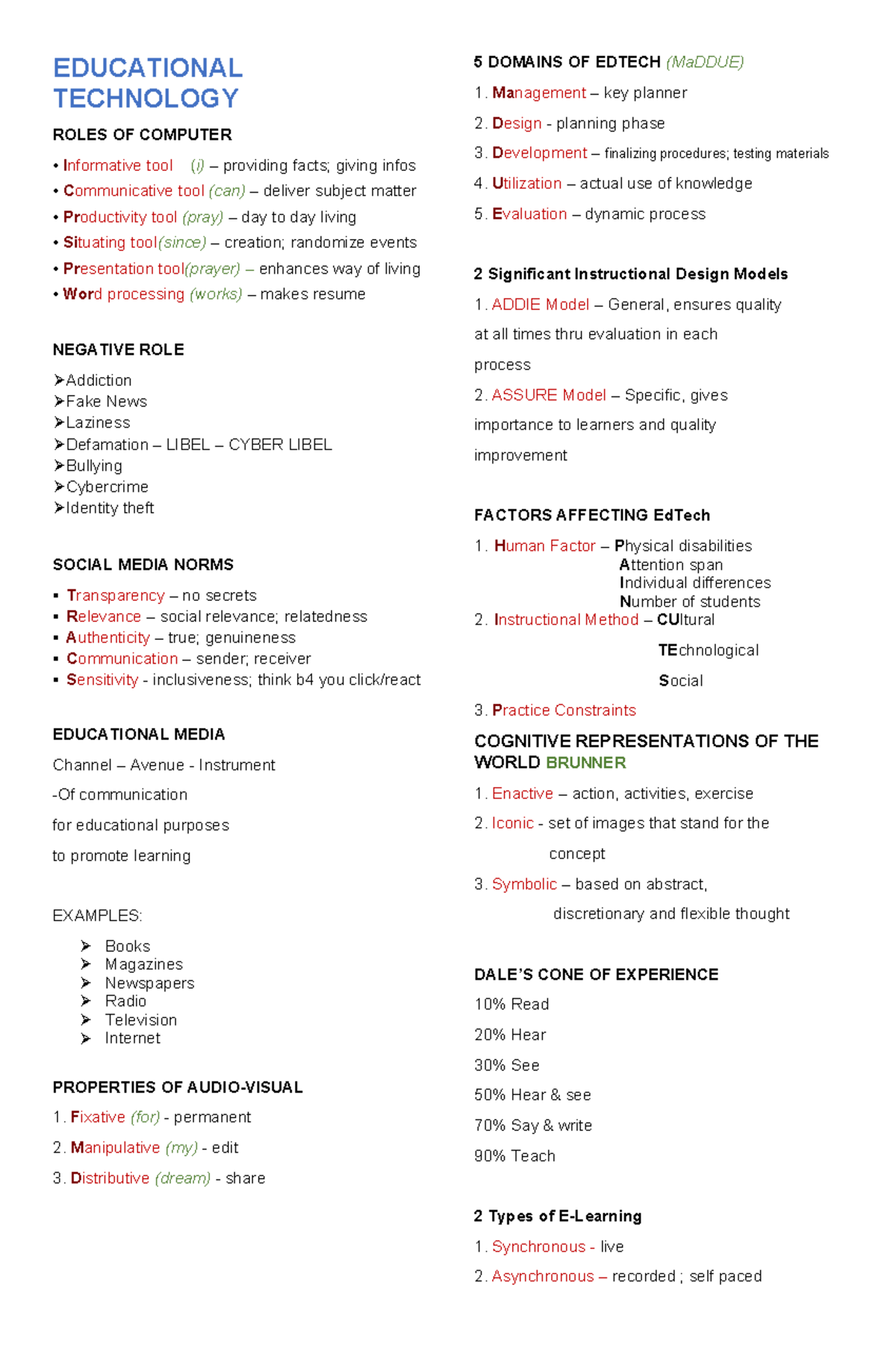 Educational Technology LET Reviewer: Key Concepts and Tools - Studocu