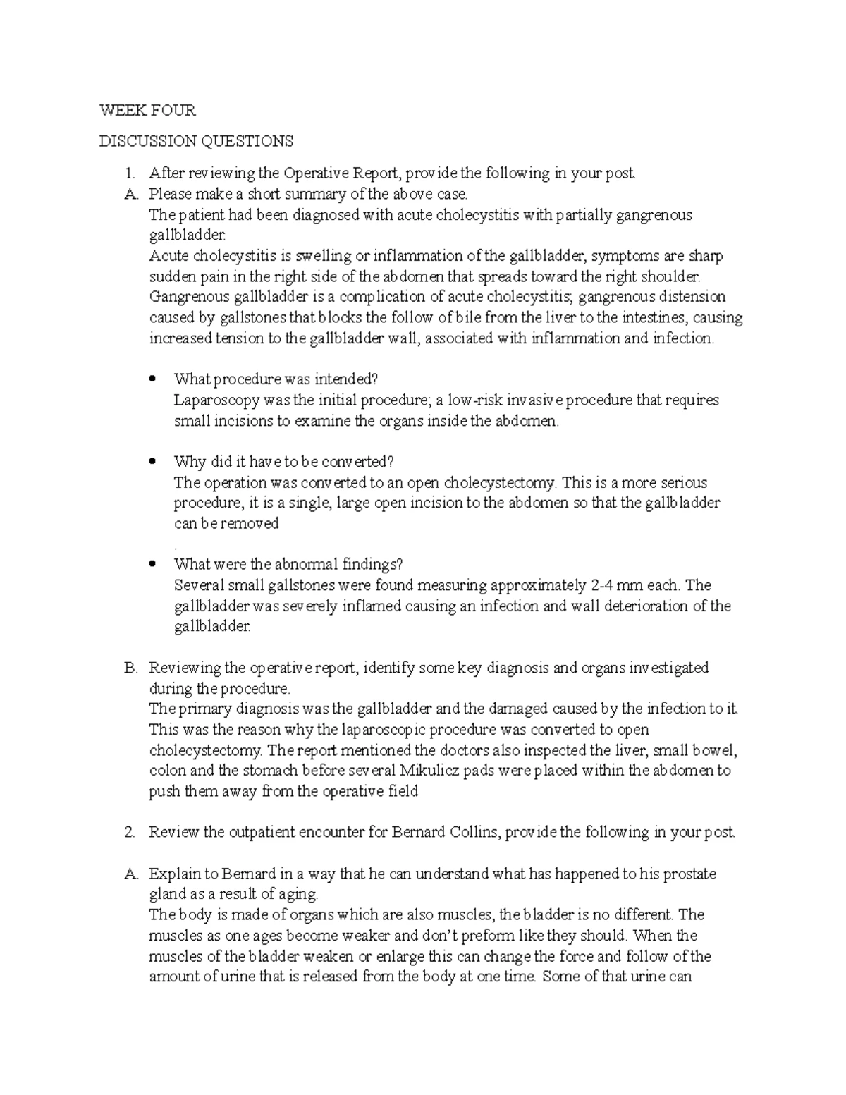 Module 4 discussion post - CASE STUDY 1 Operative Report The patient ...