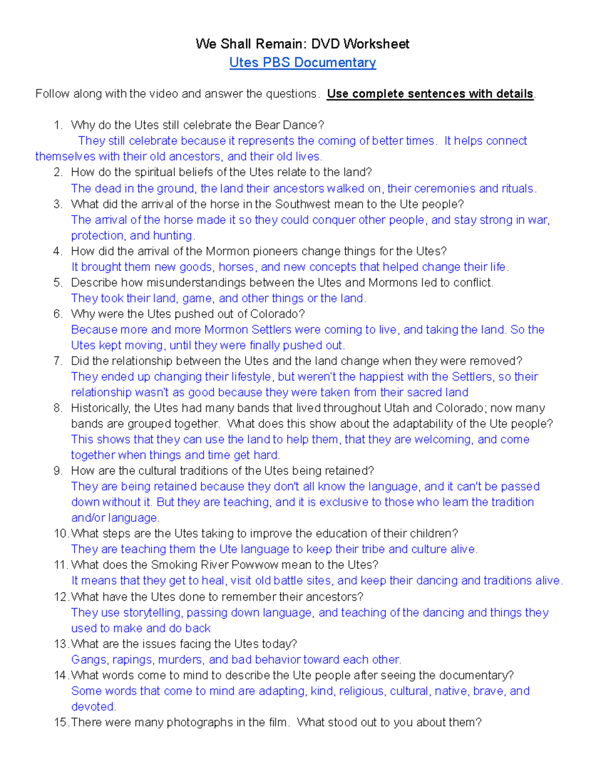 Copy of Utes - We Shall Remain Video Notes - We Shall Remain: DVD ...