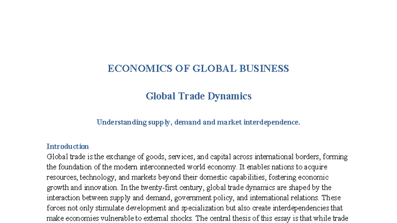 ECON 101: Global Trade Dynamics - Supply, Demand & Interdependence ...