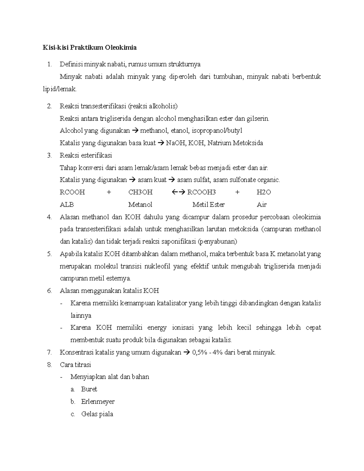 Kisi-kisi Oleokimia - Definisi minyak nabati, rumus umum strukturnya ...
