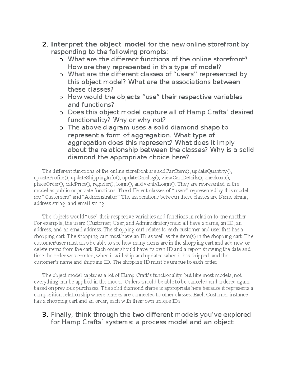 Module Four Assignment - Interpret the object model for the new online storefront by responding ...