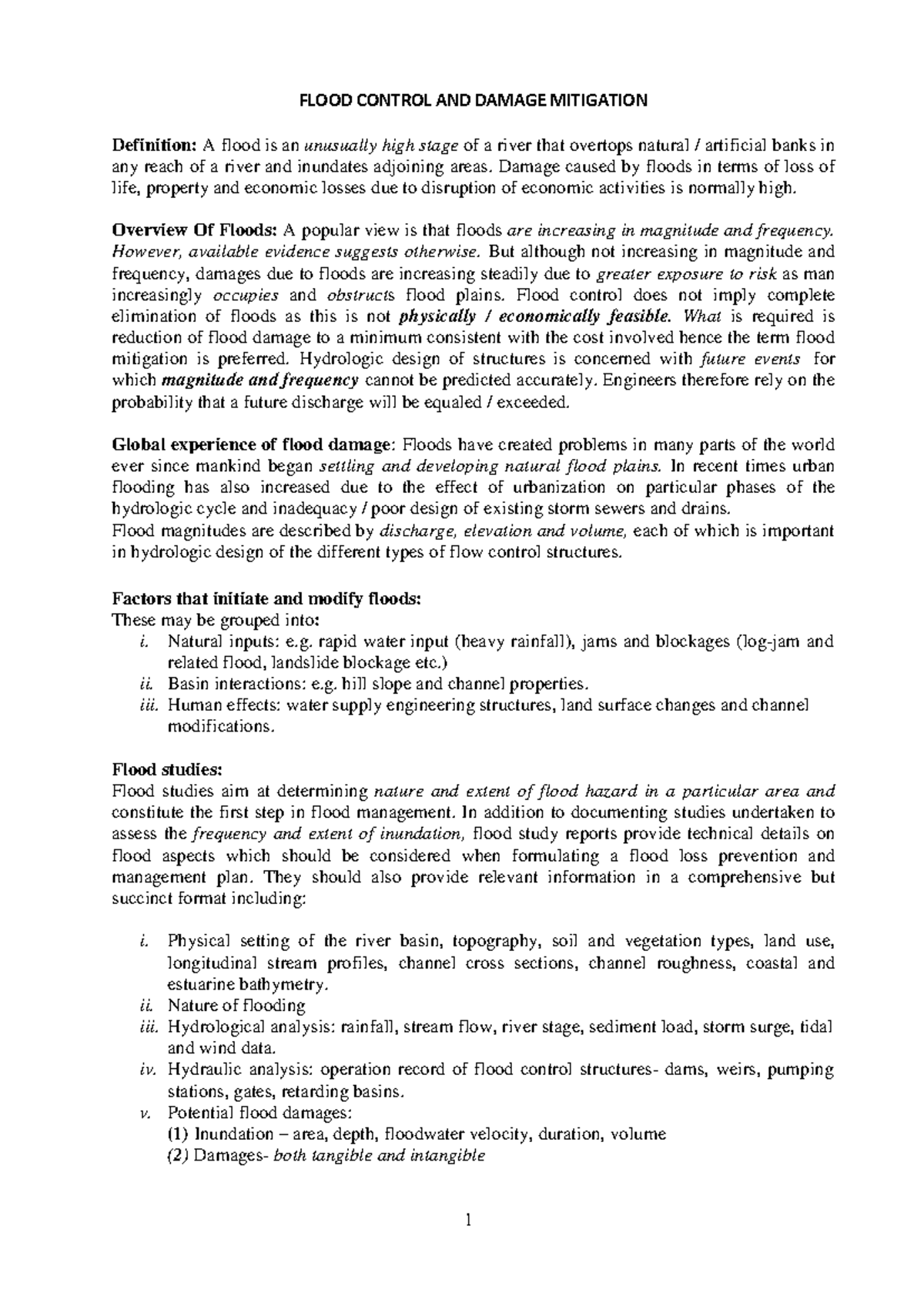 FLOOD MITIGATION STRATEGIES AND IMPACTS (Course Code: 5) - Studocu