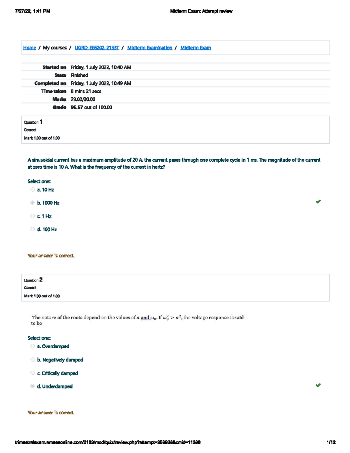 Midterm Exam Notes for UGRD EE6202 Electric Circuits Theory II - Studocu