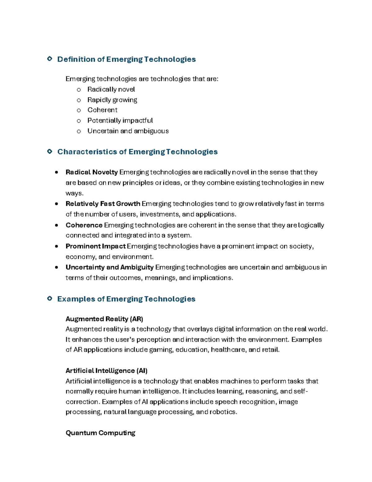 Emerging Technologies Overview and Requirements Definition (IT814 ...