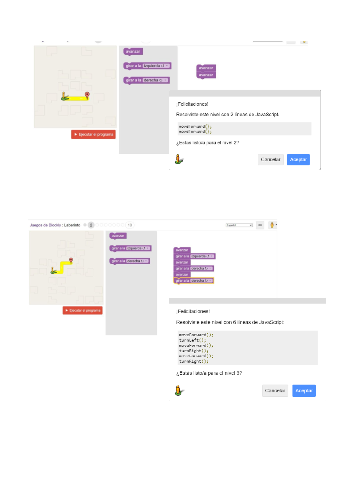 Juegos de Blockly: Soluciones a los 10 Niveles de Laberinto 10 - Studocu
