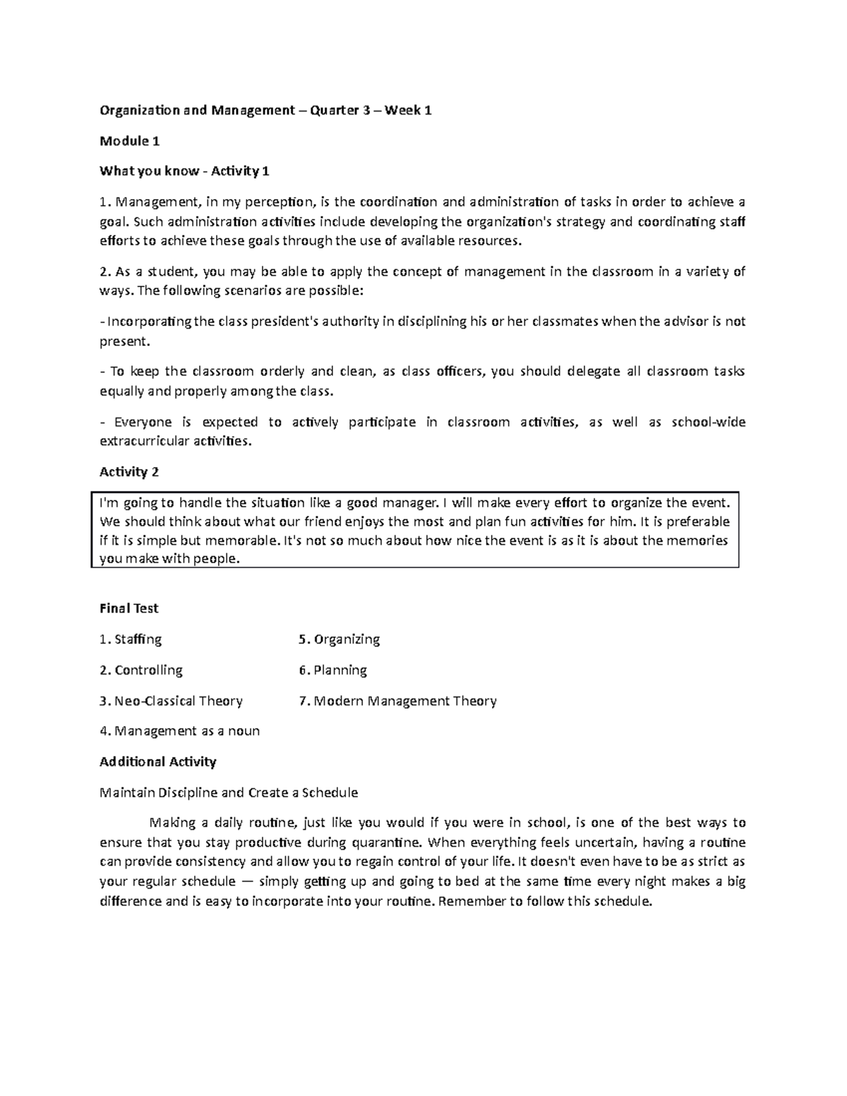 Org 1 - haah - Organization and Management – Quarter 3 – Week 1 Module ...