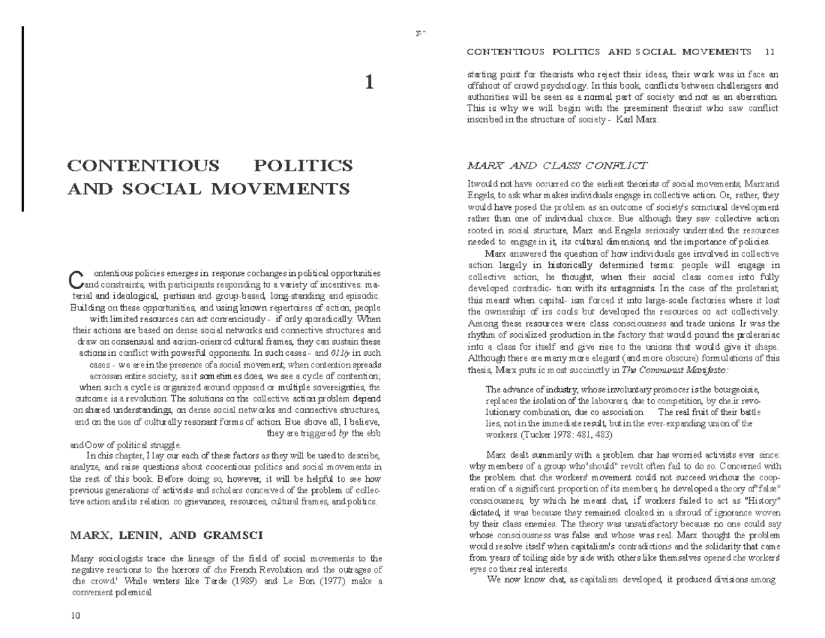 Contentious Politics and Social Movements: Analyzing Political ...
