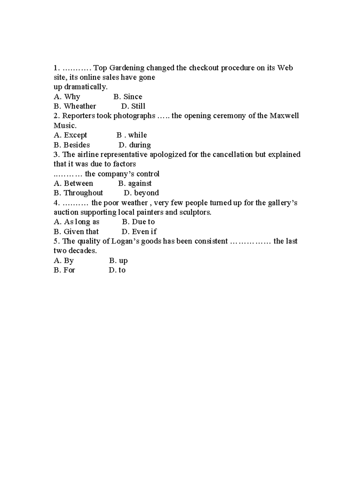 Extra-LT-GT: Grammar Practice on Conjunctions and Prepositions - Studocu