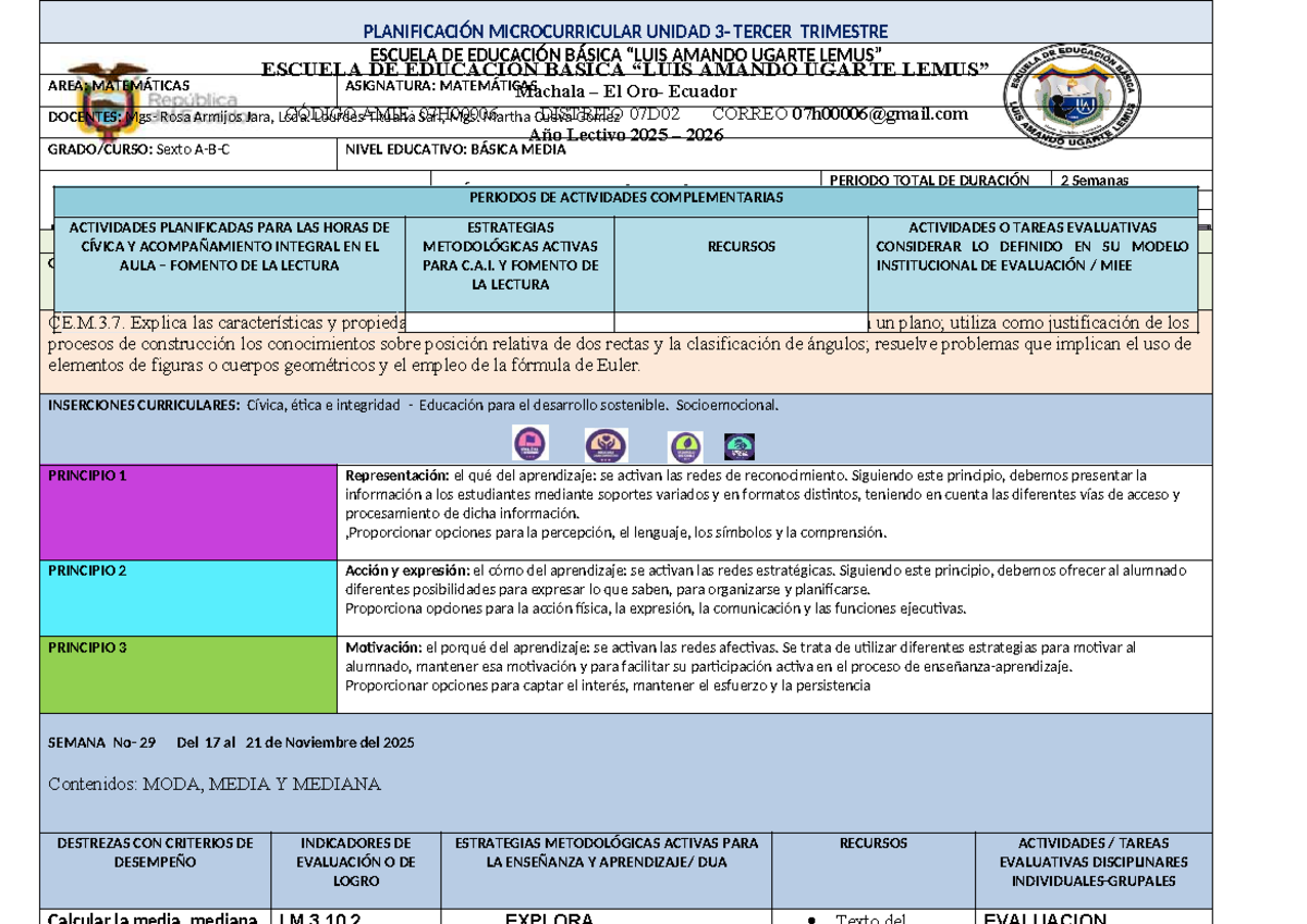 Planificación Microcurricular Matemáticas 6to Grado - Tercer Trimestre ...