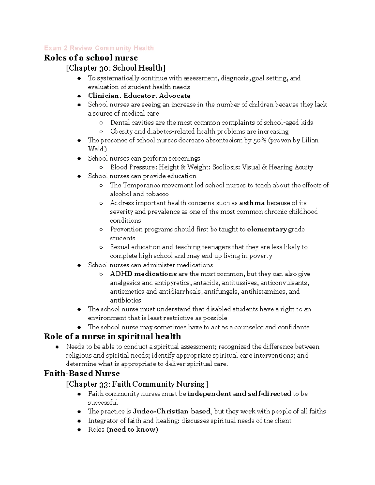 Exam 1 Practice Questions - Exam 1 Practice Questions: A community ...