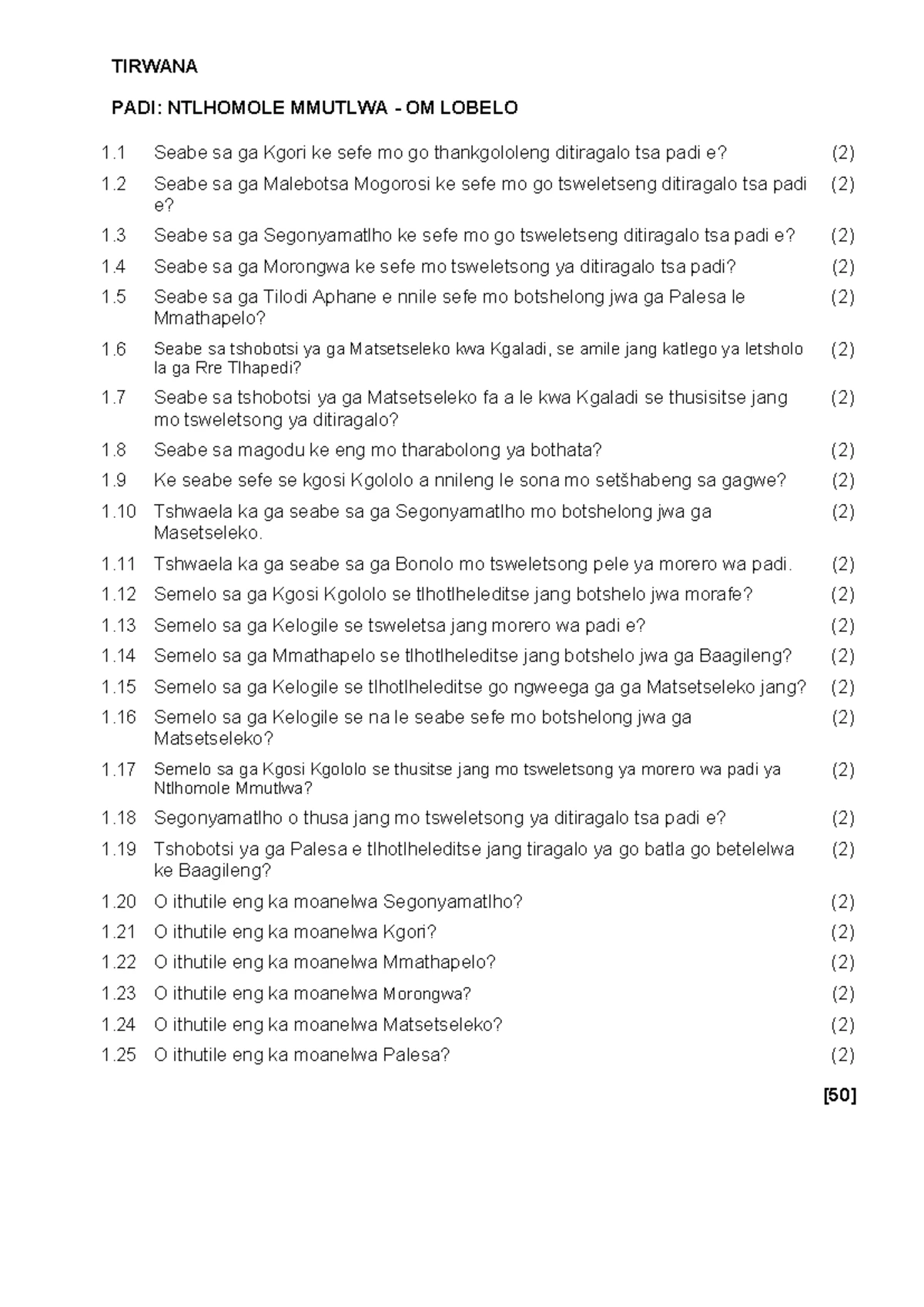 Setswana HL P3 Final Exam Nov 2022 - Grade 12 NSC Papers - Studocu