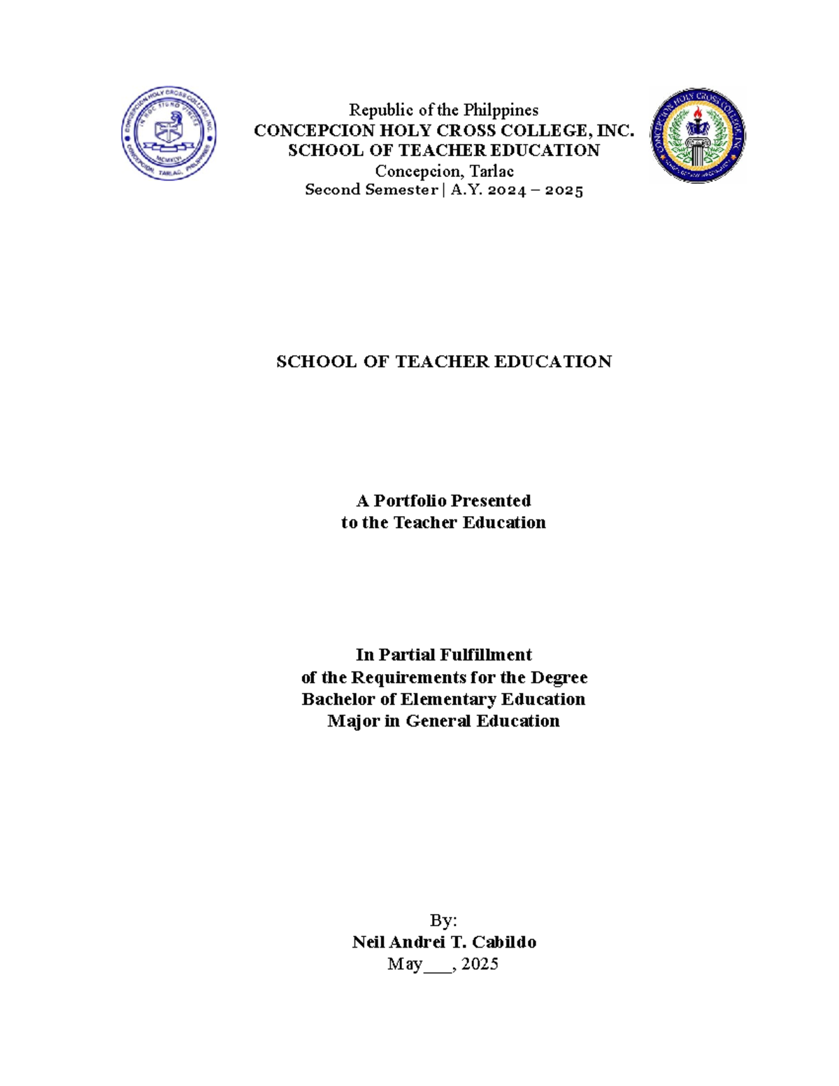 Chcci-Portfolio: Narrative Format for Teacher Education Program - Studocu