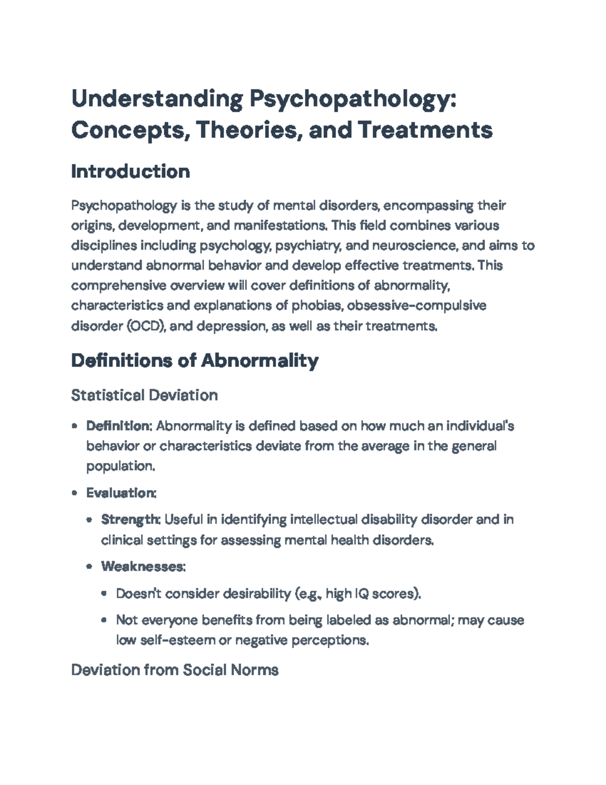 Understanding Psychopathology: Theories, Disorders & Treatments (PSY ...