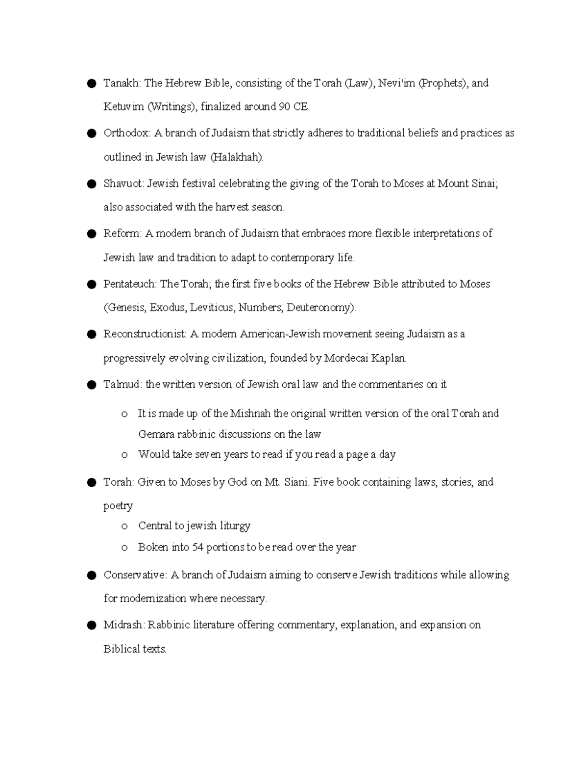 Judaism: Key Concepts and Terms Overview (Course Code: REL101) - Tanakh ...
