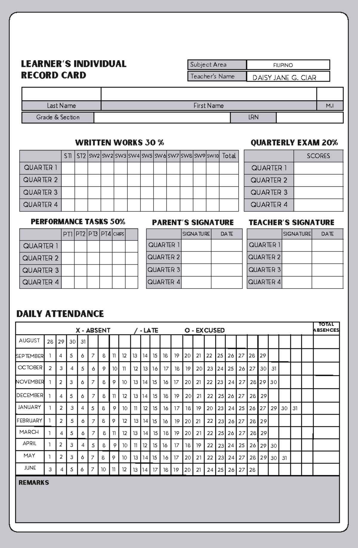 Summary OF Scores Portfolio - ST1 ST2 SW2 SW2 SW3 SW4 SW5 SW6 SW7 SW8 ...