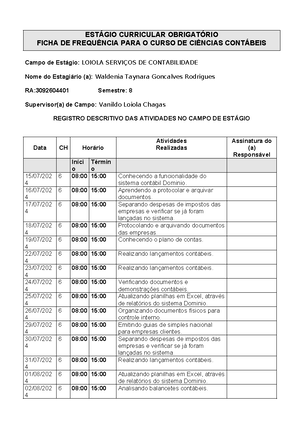 Relatório estágio - UNIVERSIDADE UNOPAR CURSO SUPERIOR TECNOLOGIA EM ...