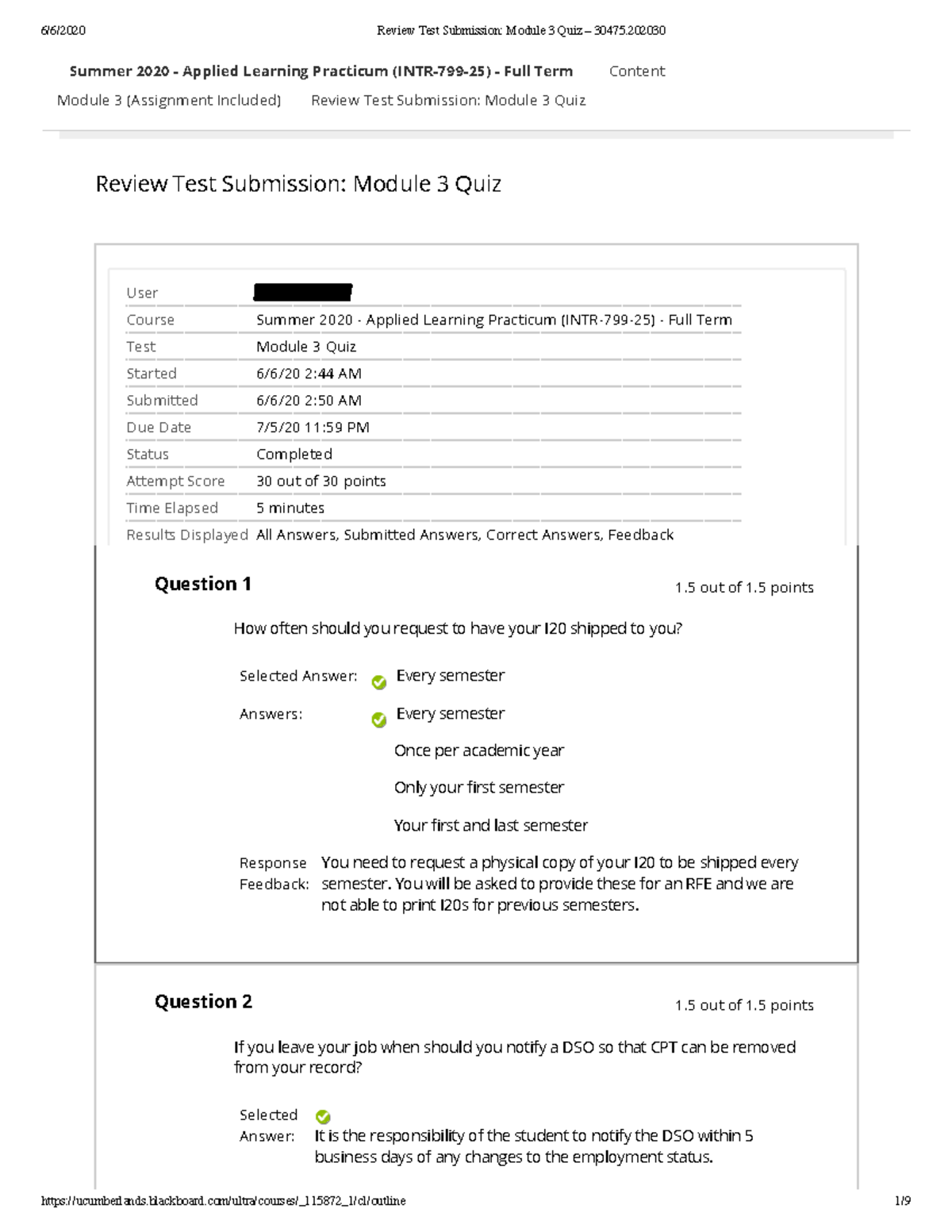 Quiz 3 Summer 2020 INTR AL - Review Test Submission: Module 3 Quiz ...