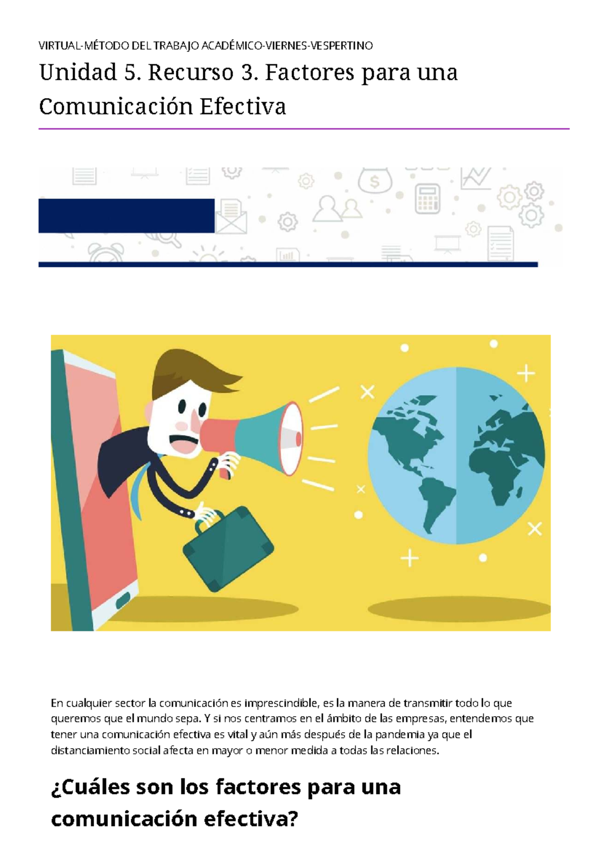 Unidad 5 Recurso 3: 4 Factores para una Comunicación Efectiva - Studocu