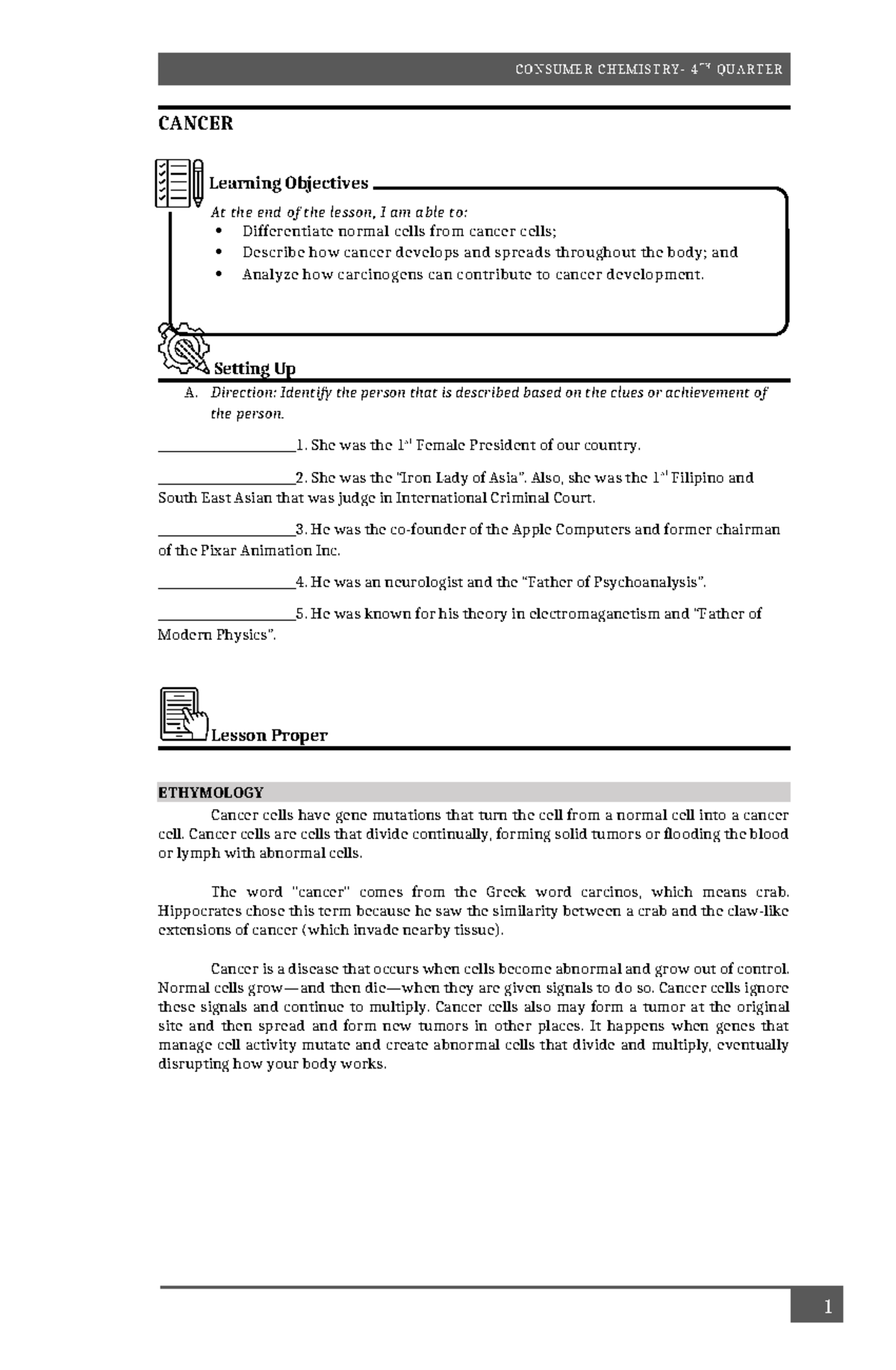 Cancer Module - Overview and Cell Differences in Cancer Study - Studocu
