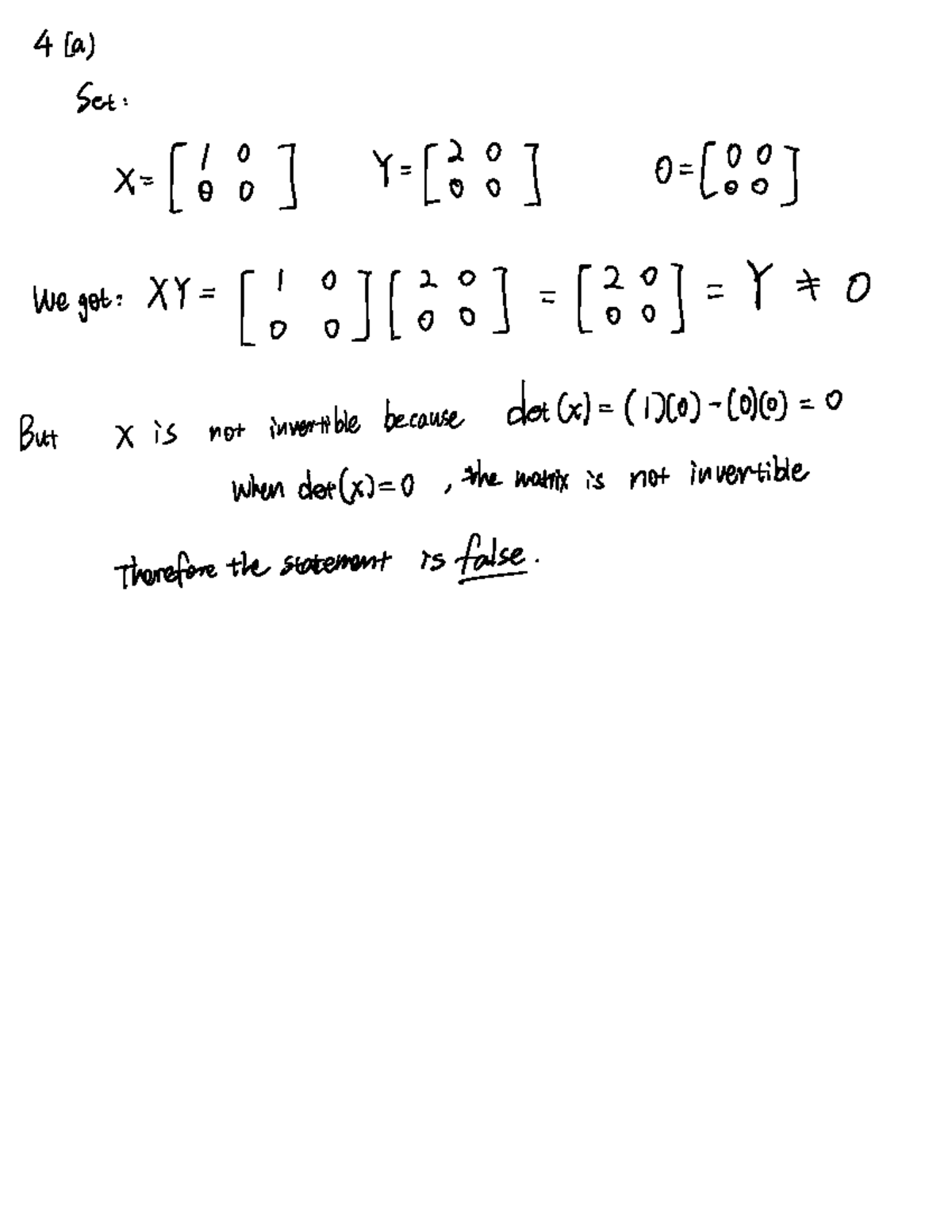 Practice Questions for 4 (a) Set: 2 - Matrix Invertibility - Studocu