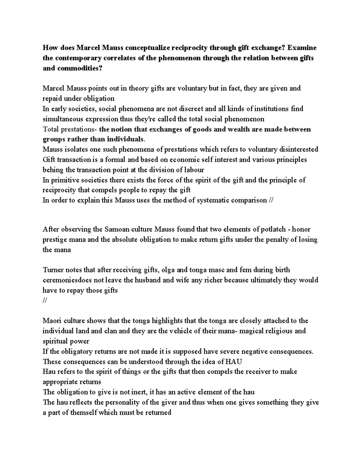 Gifts and Commodities: Insights from Mauss on Reciprocity and Exchange ...