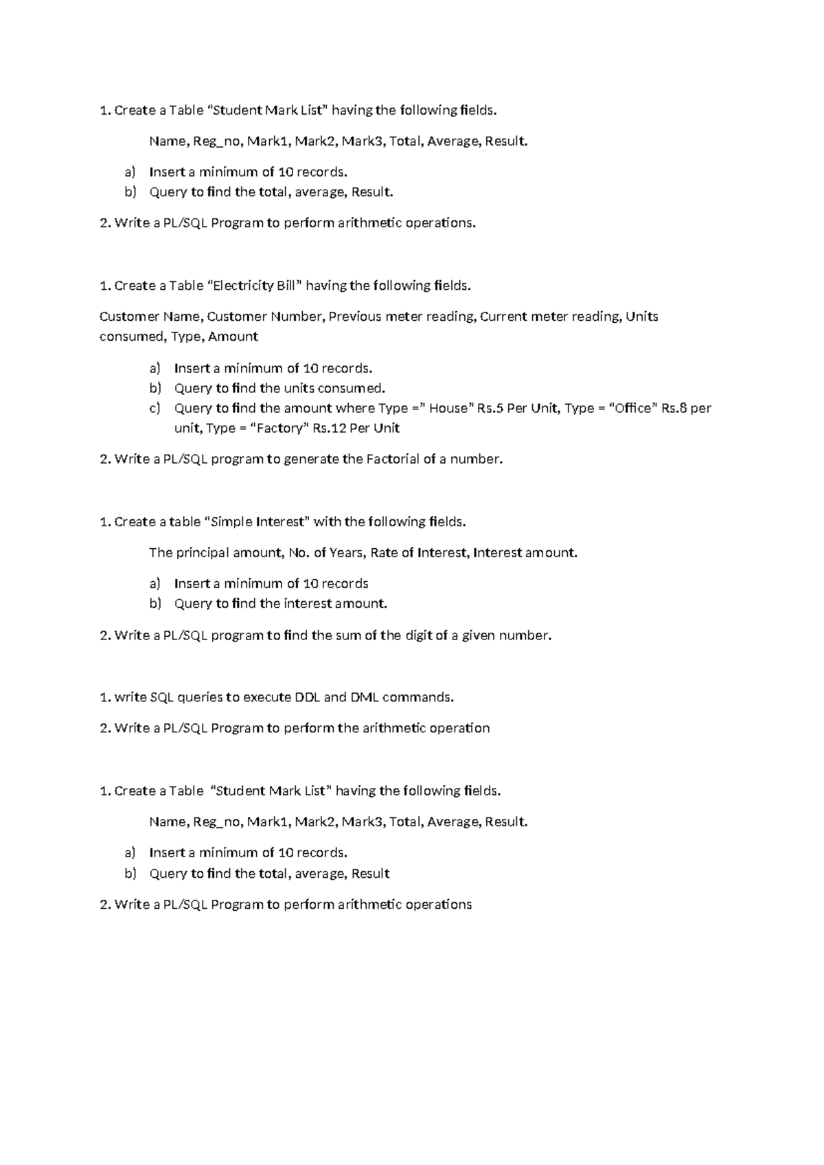 BCom - Lab Exercises on SQL & PL/SQL Functions and Queries - Studocu