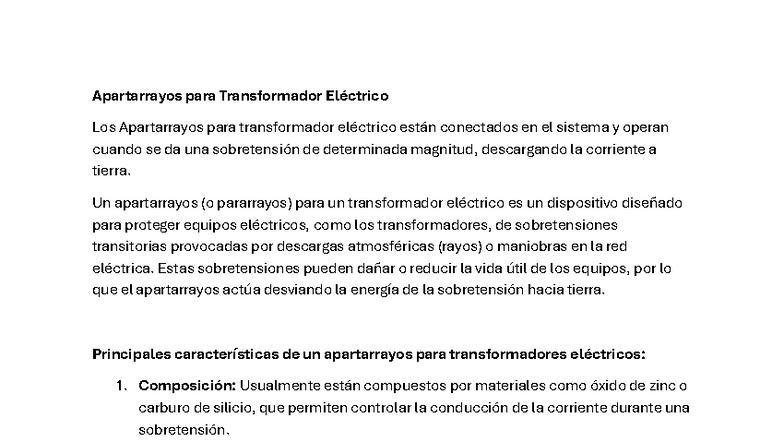 Apartarrayos para Transformadores Eléctricos: Protección y ...