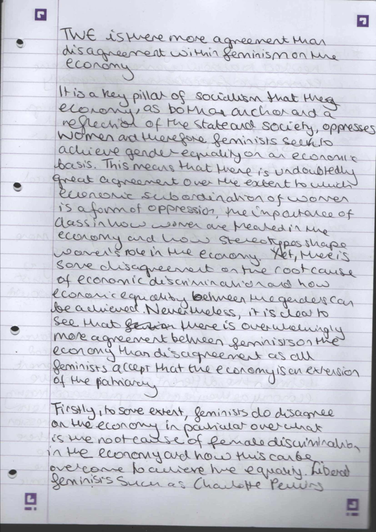 Feminism and the Economy: Agreement vs. Disagreement (2025) - Studocu