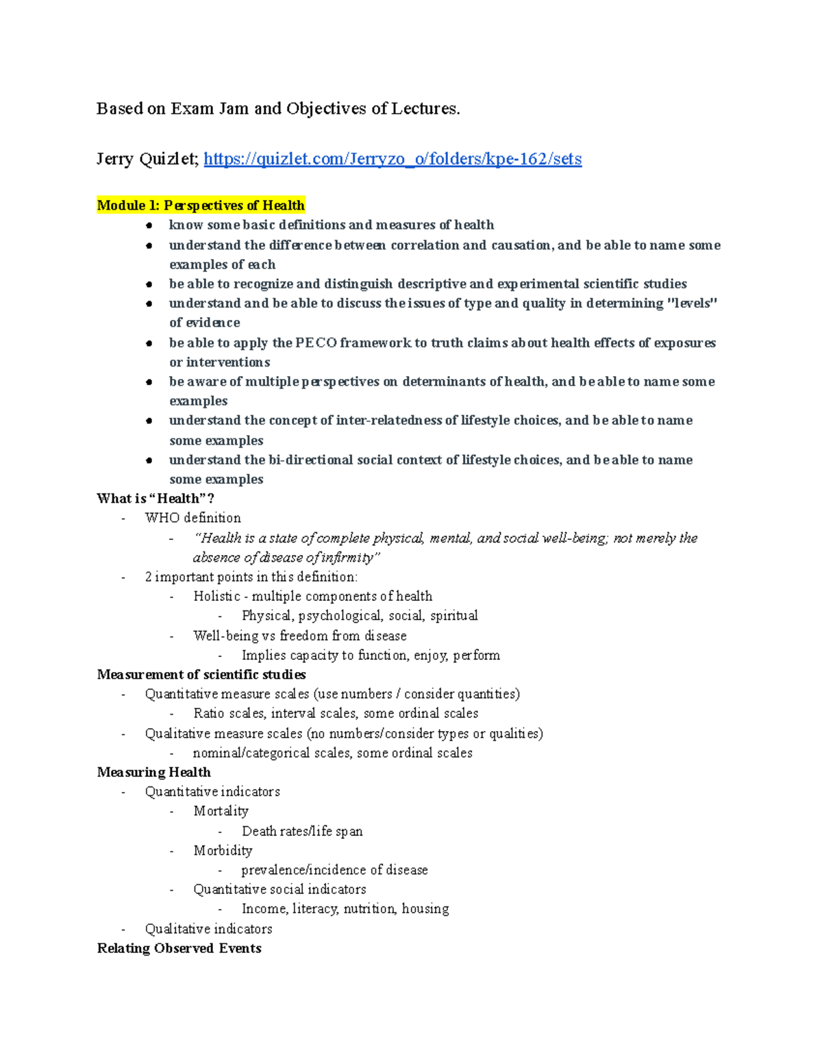 KPE162 Final Exam Study Guide: Health Perspectives & Disease Dynamics ...